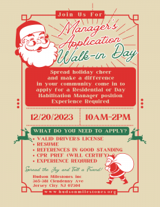 Manager's Walk In Application Day 12202023 | Hudson Milestones